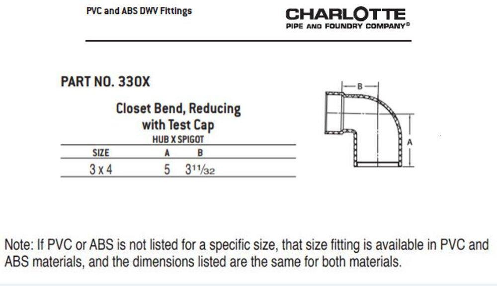 3 x 4 in. ABS DWV Street Closet Elbow With Test Cap | Ferguson