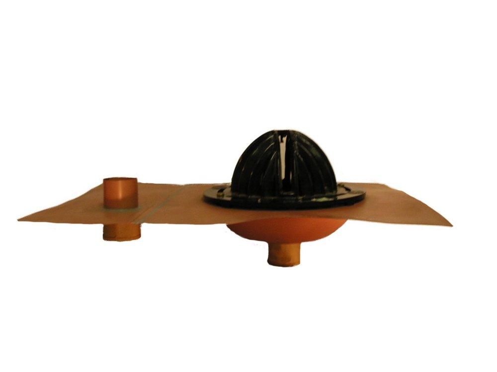 Thunderbird 3 in. Copper Roof Drain with Overflow Bottom Outlet | Ferguson