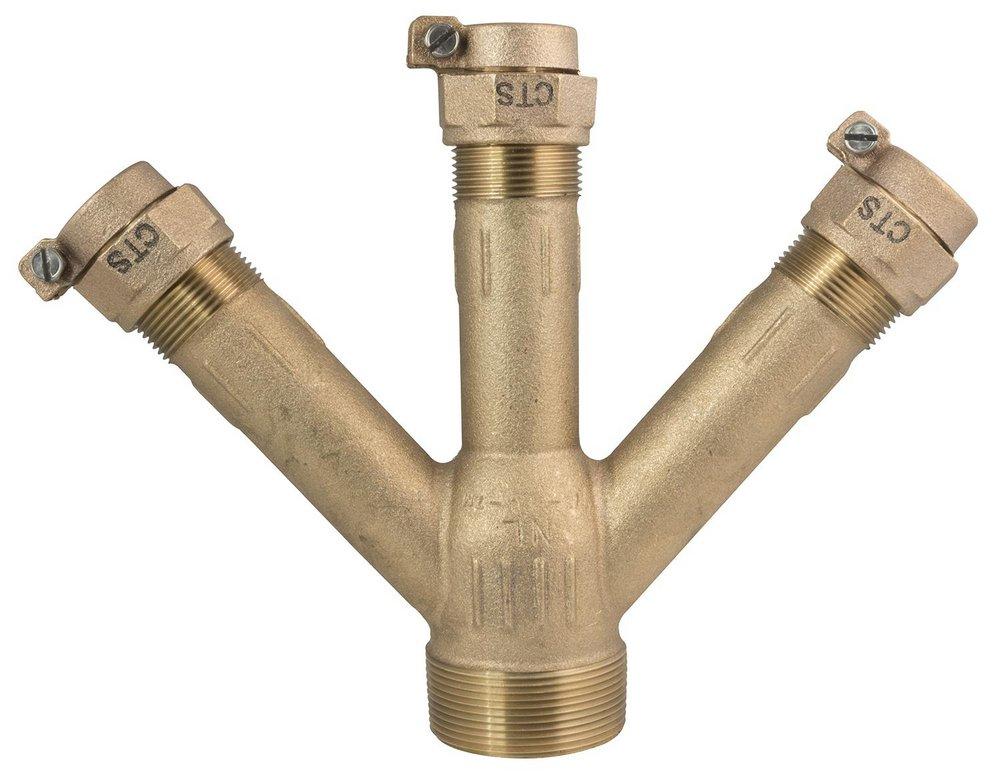 2 x 1 x 1 in. MIPT x Pack Joint x CTS Brass Wye Branch | Ford Meter Box ...