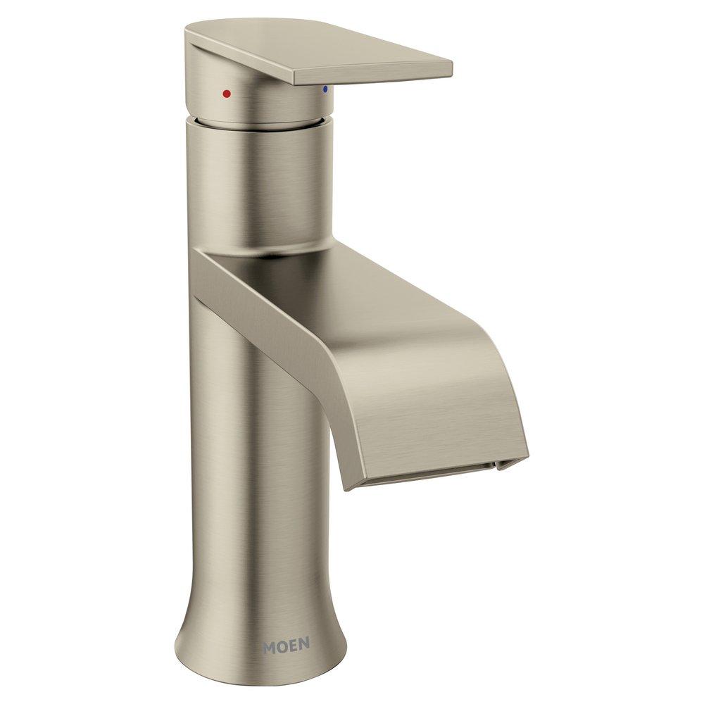 Moen Single Handle Centerset Bathroom Sink Faucet in Brushed Nickel ...