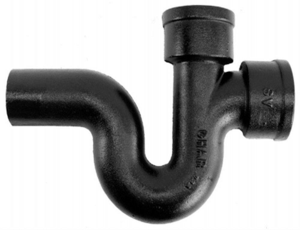 4 in. Spigot x Hub Service Cast Iron Running Trap with Single-Hub Vent ...