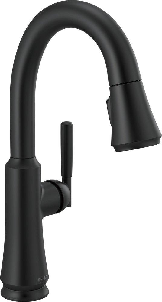 Delta Faucet Single Handle Pull Down Bar Faucet in Matte Black | Ferguson